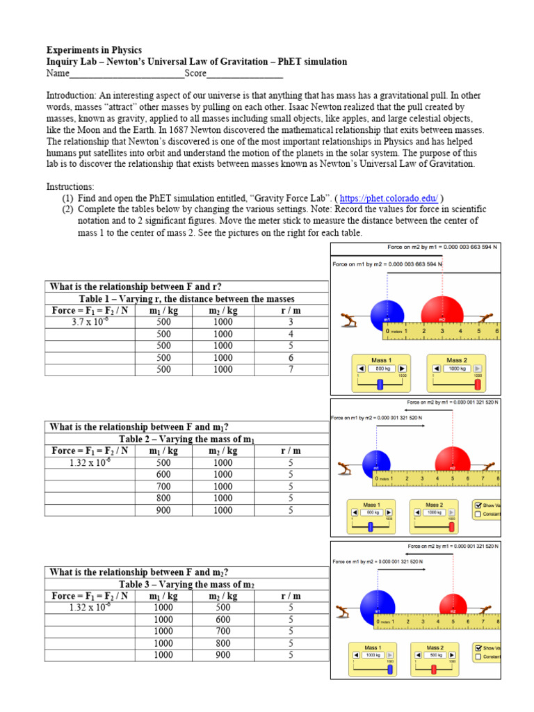 Phet Contribution 4625 8194 | PDF | Gravity | Newton's Law Of Universal Gravitation