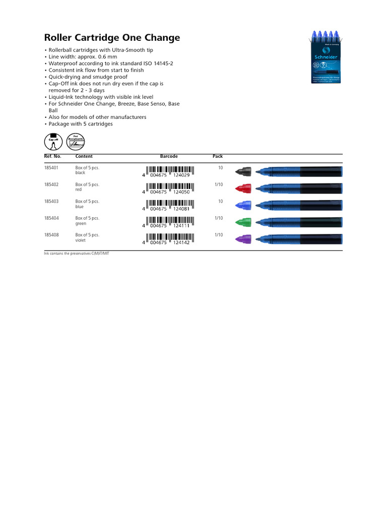 Schneider Base Senso Roller Cartridges | PDF | Home & Garden | Science ...