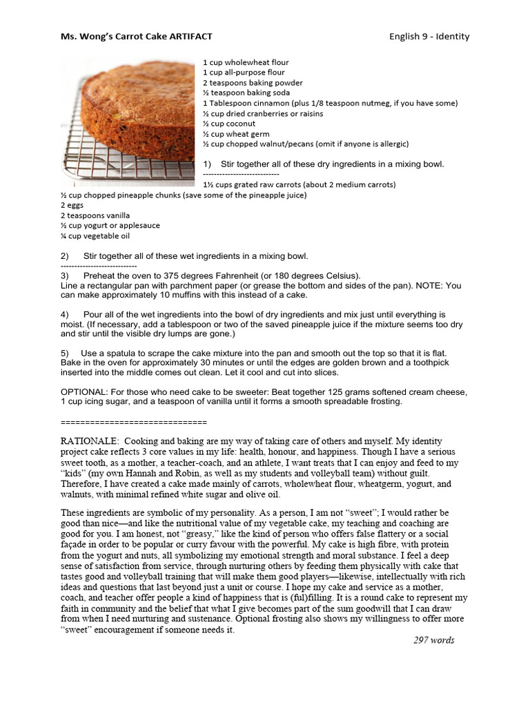 Sample creative artifact rationales | PDF | Cakes | Teaspoon