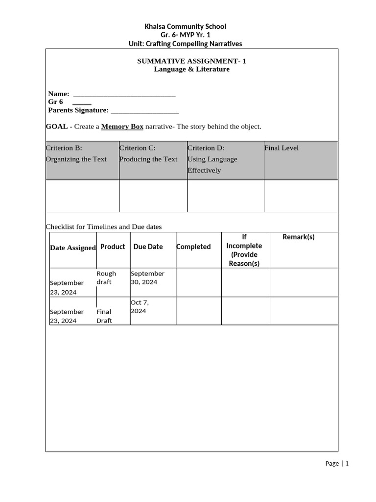 Summative Task 1 - Crafting Compelling Narratives | PDF | Syntax ...
