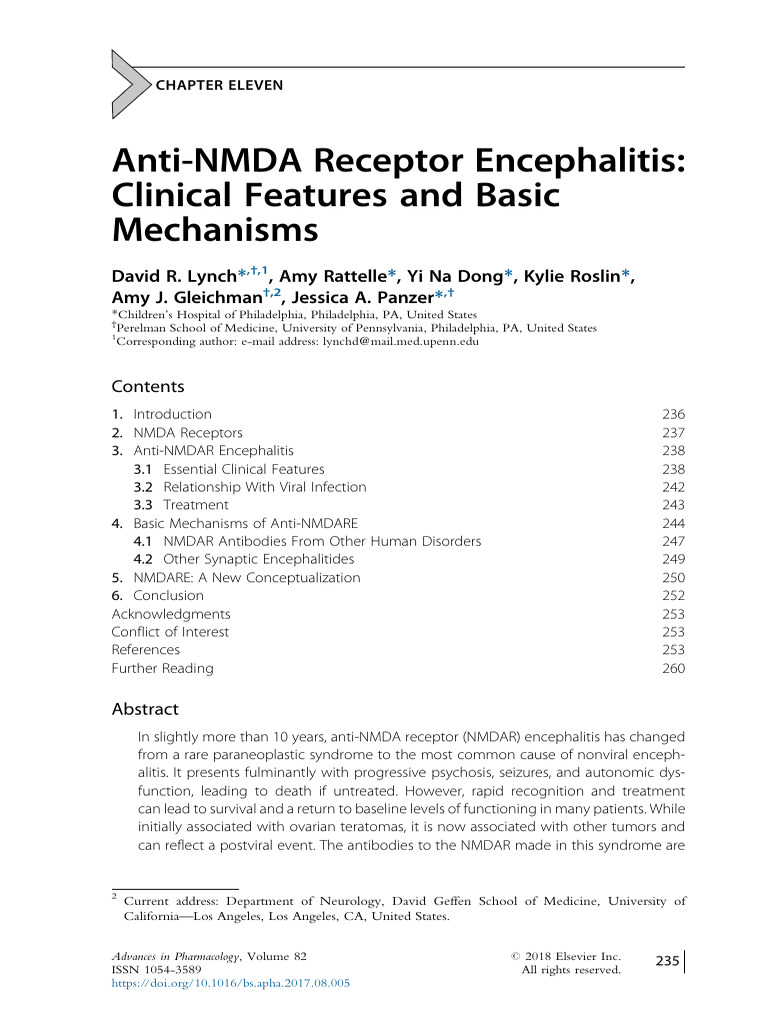 Anti-NMDA Receptor Encephalitis - Clinical Features and Basic Mechanisms | PDF | Nmda Receptor ...
