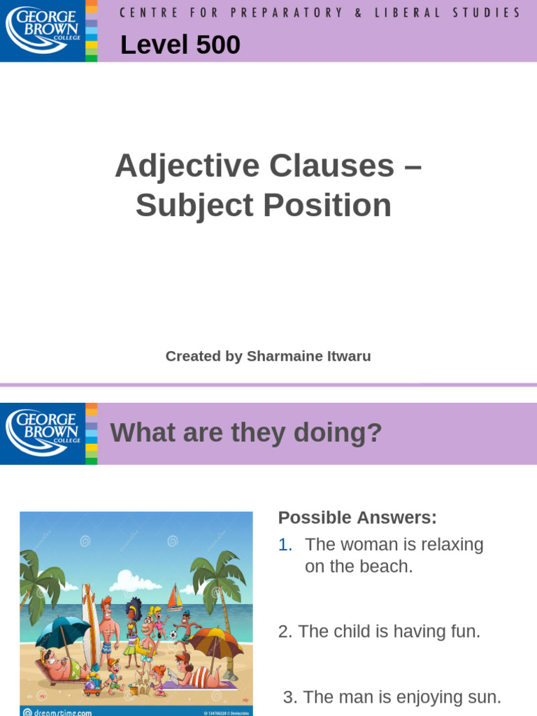 Adjective Clauses - Subject Position1 | PDF