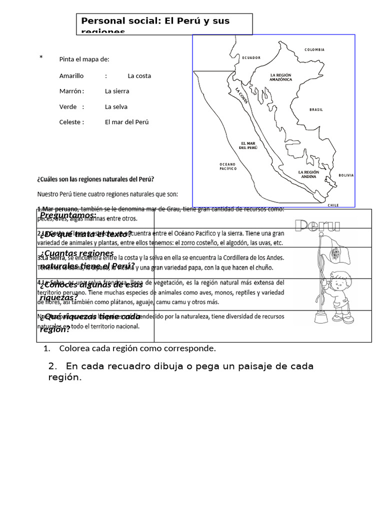 Ficha REGIONES DEL PERU | PDF