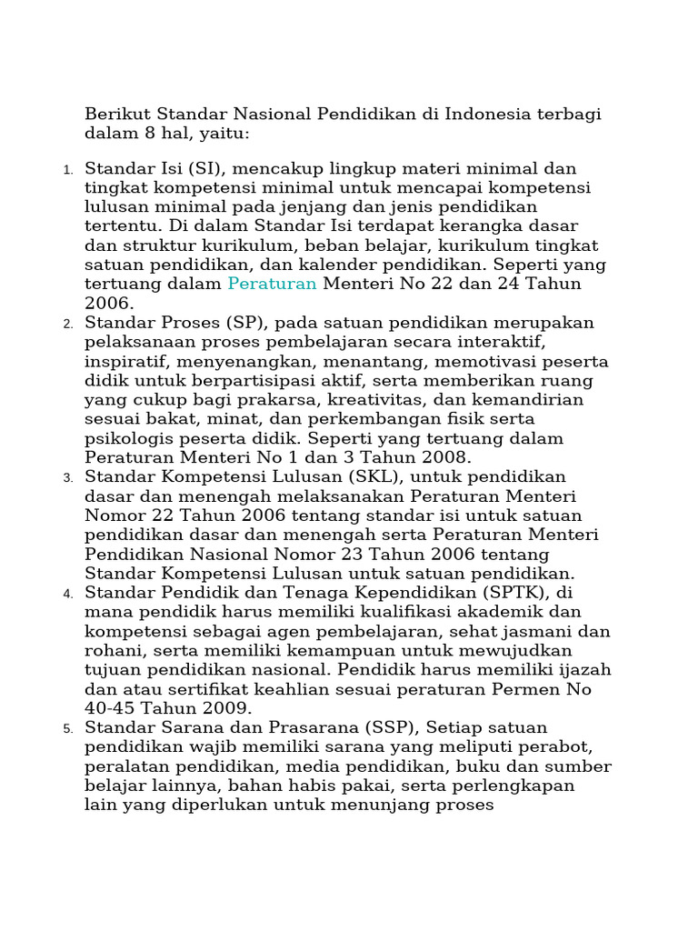 8 Standar Nasional Pendidikan | PDF