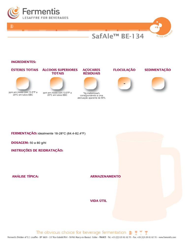 Especificacao - Safale BE 134 | PDF | Cerveja | Fermento