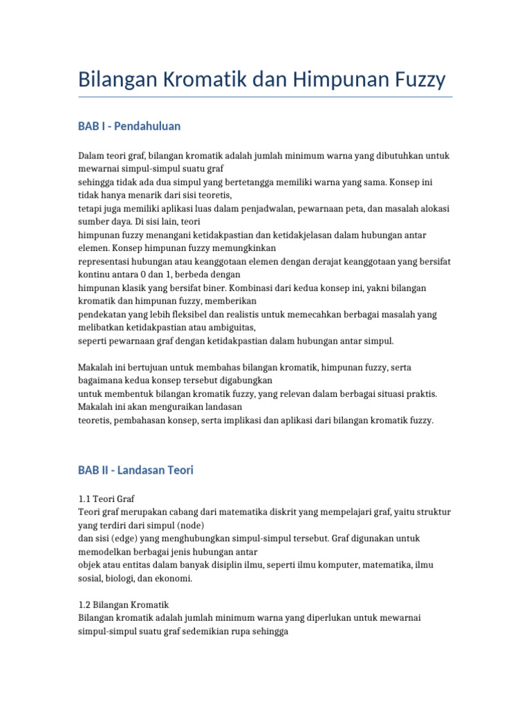 Bilangan Kromatik Dan Himpunan Fuzzy | PDF | Metode & Bahan Ajar