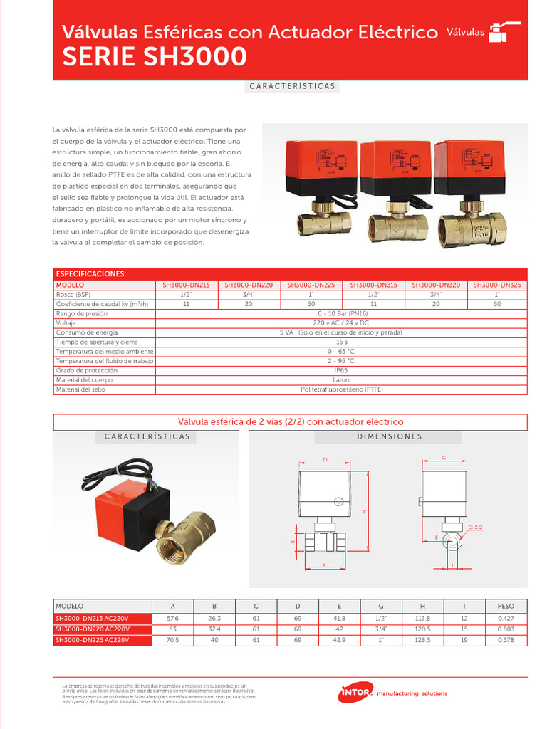 Valvulas SH3000 INTOR | PDF | Ingeniería de Edificación | Ingeniería ...