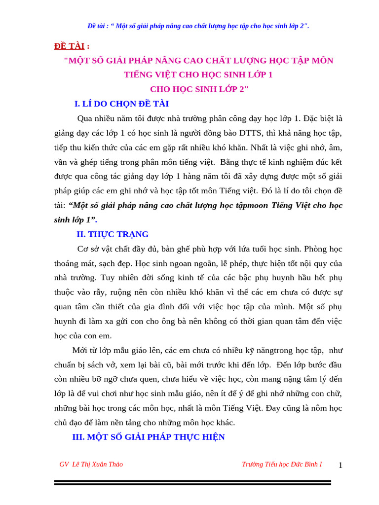 SKKN - Xuân Thảo | PDF