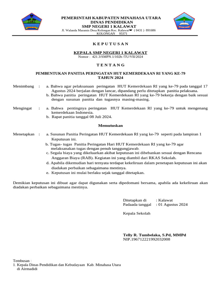 SK Panitia Hut RI Ke 79 | PDF