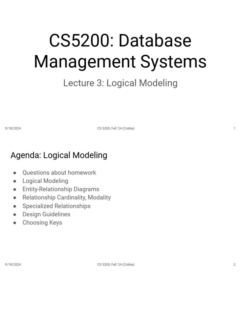 Database Logical Modeling Overview | PDF | Databases | Relational Model