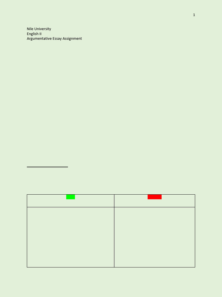Argumentative Essay Outline, Sources and Excerpts Assignment (10%) (Raneem Sameh - Menna Sherif ...