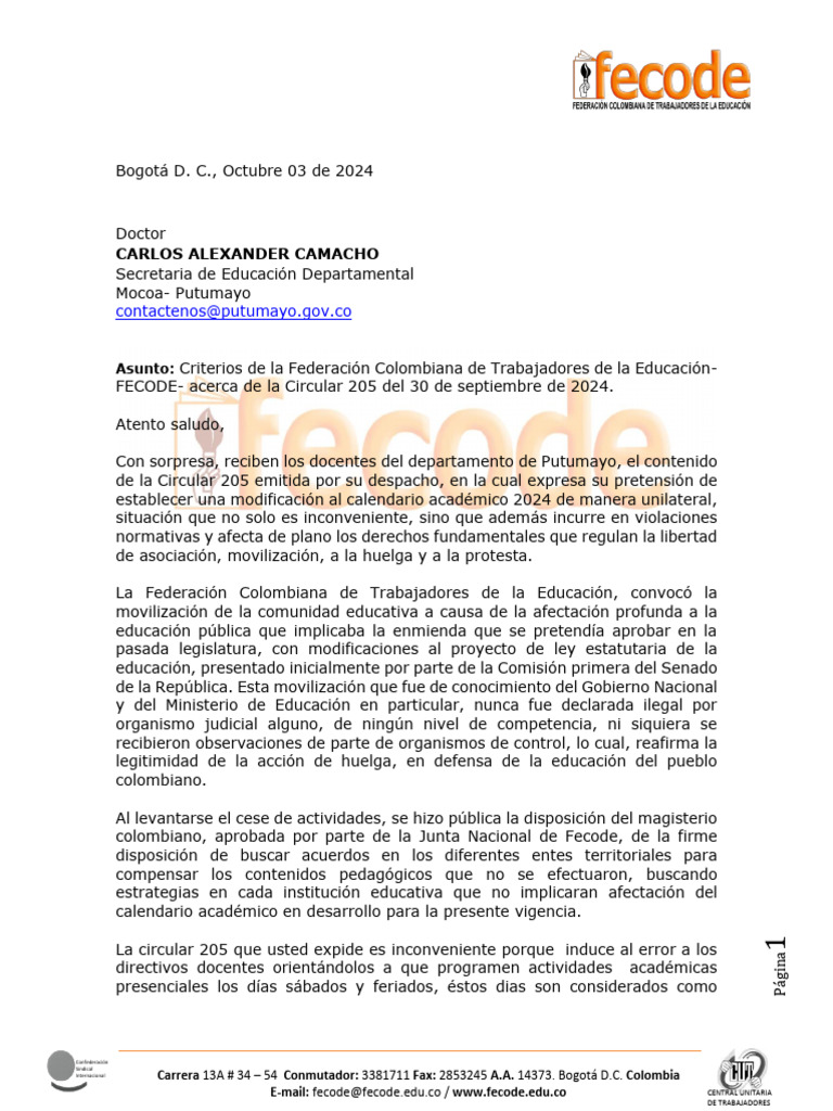 Oficio Remitido A La Secretaria de Educación Del Departamento de ...