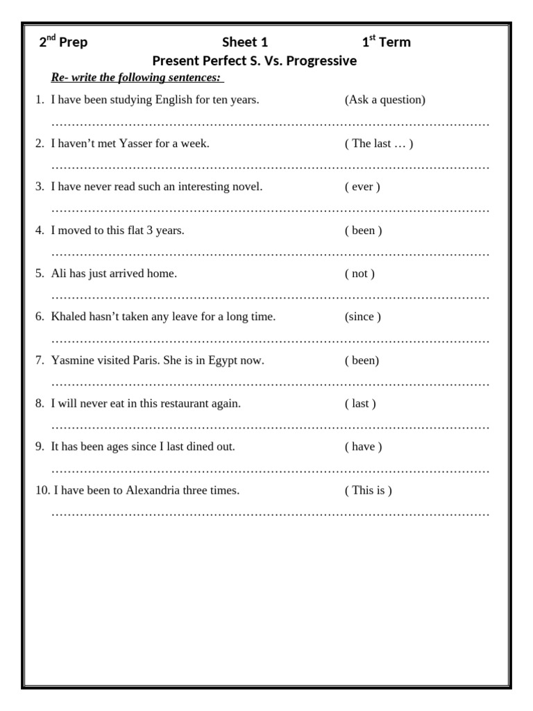 Present Perfect vs. Progressive Exercises | PDF