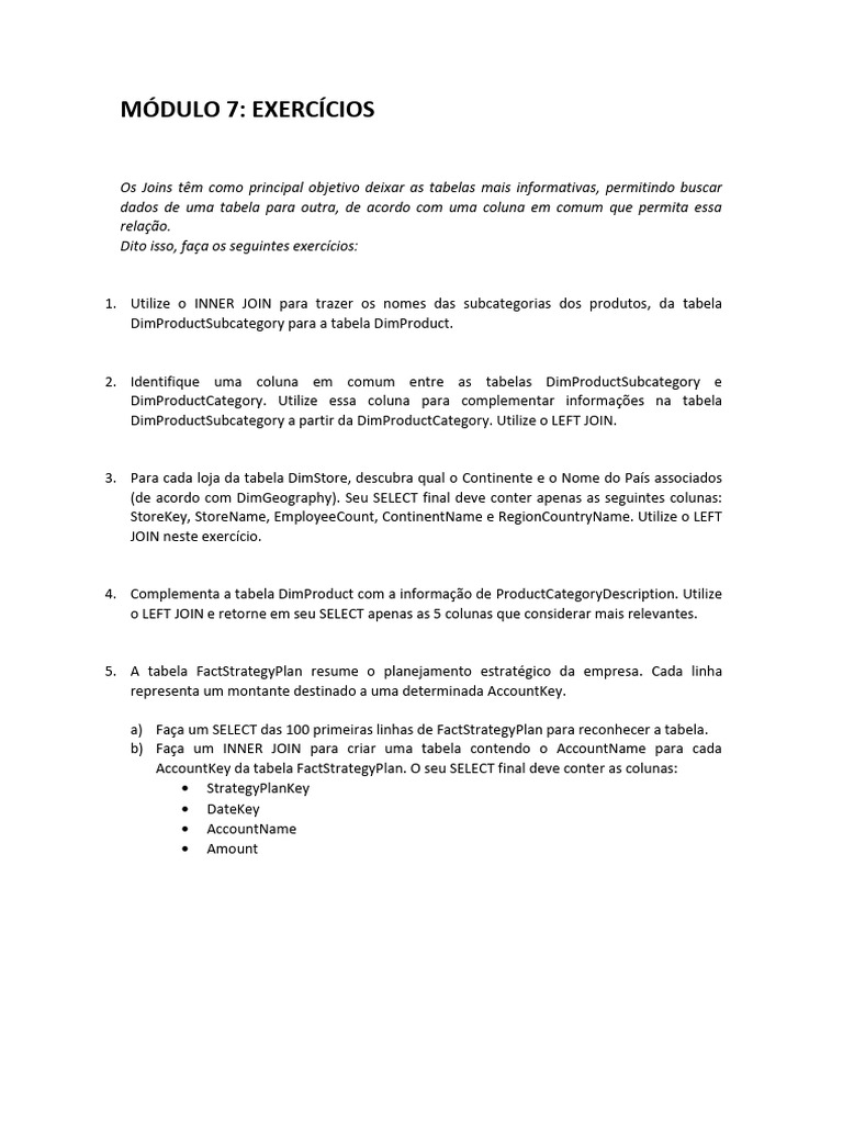 (SQL Server) Joins No SQL Server - Explicação Exercícios - Módulo 8 ...