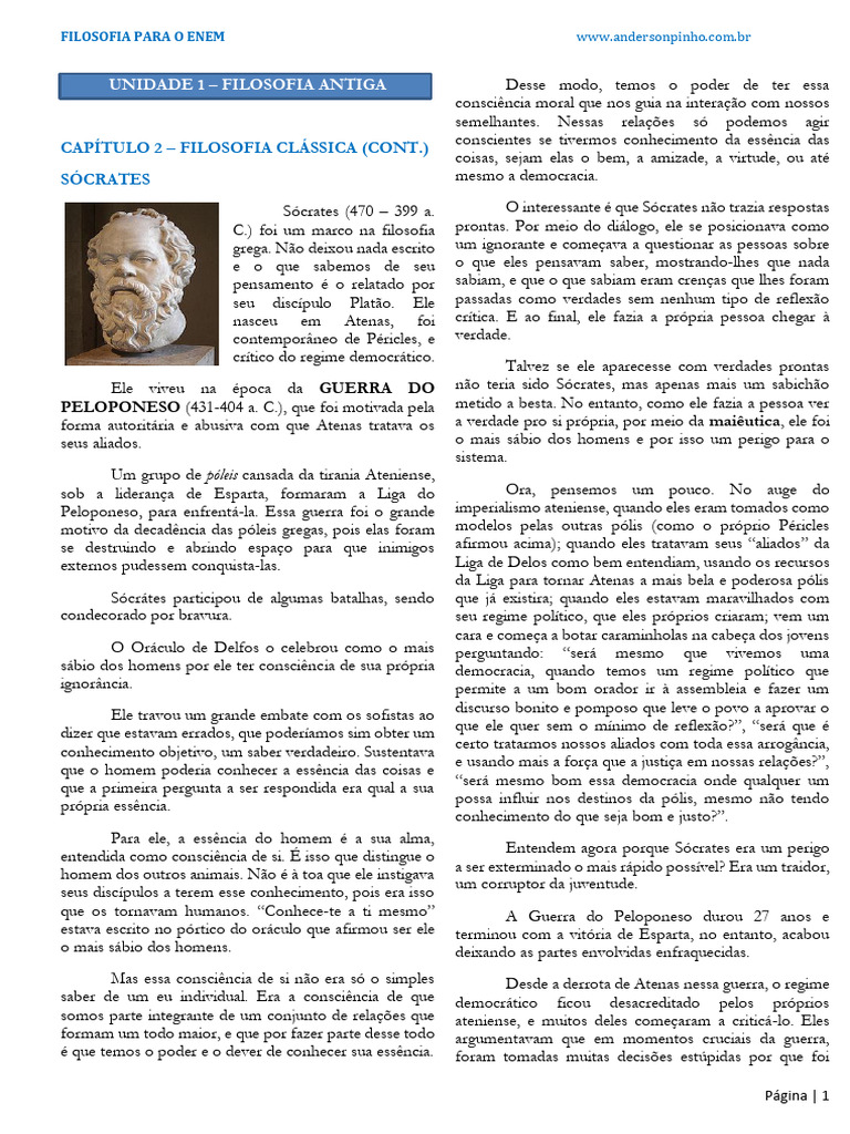 Filosofia Clássica para o ENEM | PDF | Sócrates | Aristóteles