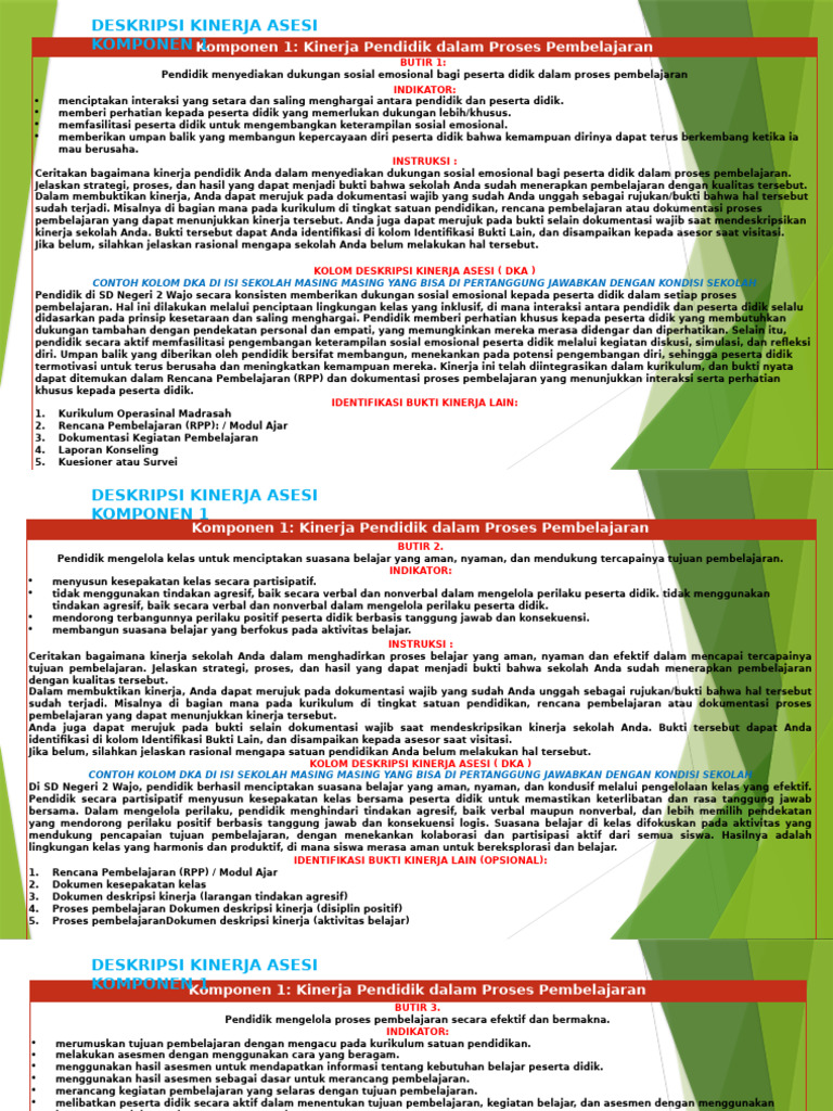Contoh !! DESKRIPSI KINERJA ASESI (DKA) | PDF