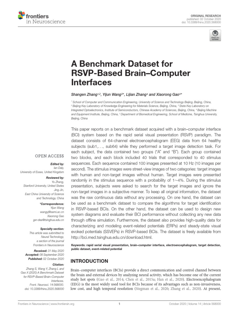 2020 - A Benchmark Dataset For RSVP-Based Brain-Computer Interfaces - Zhang Et Al - Frontiers in ...