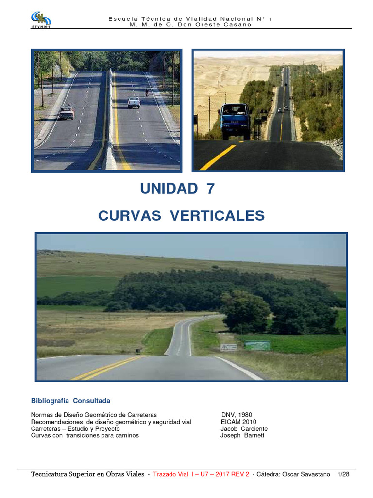 Unidad 7 Curvas Verticales Rev | PDF | Pendiente | Mapa