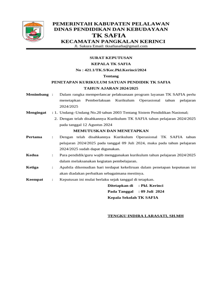 SK Penetapan Kosp | PDF