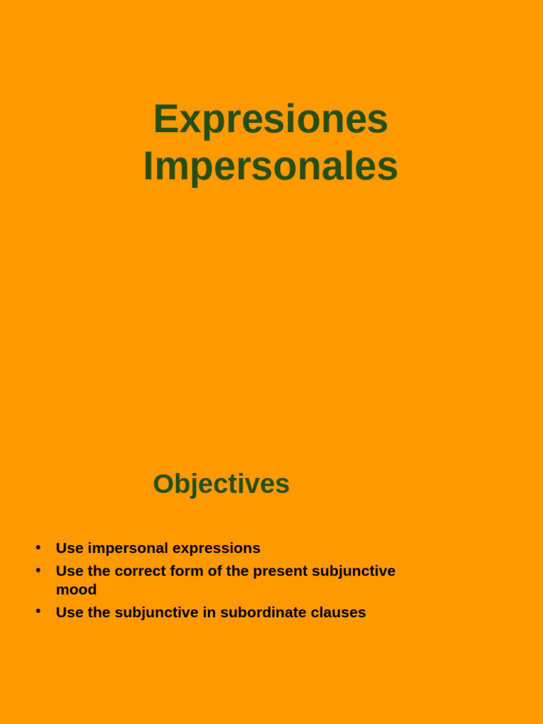 Uso del Subjuntivo en Expresiones Impersonales | PDF