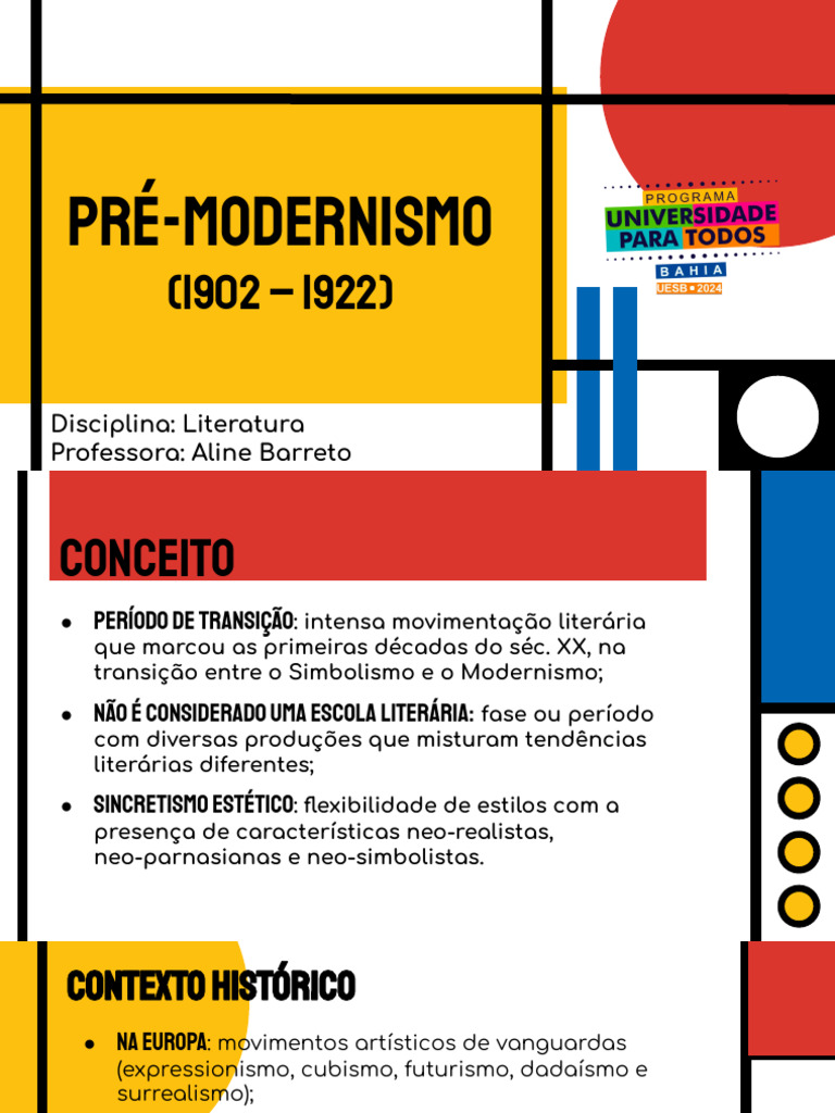 Prémodernismo: Transição Literária Brasil | PDF | Modernismo
