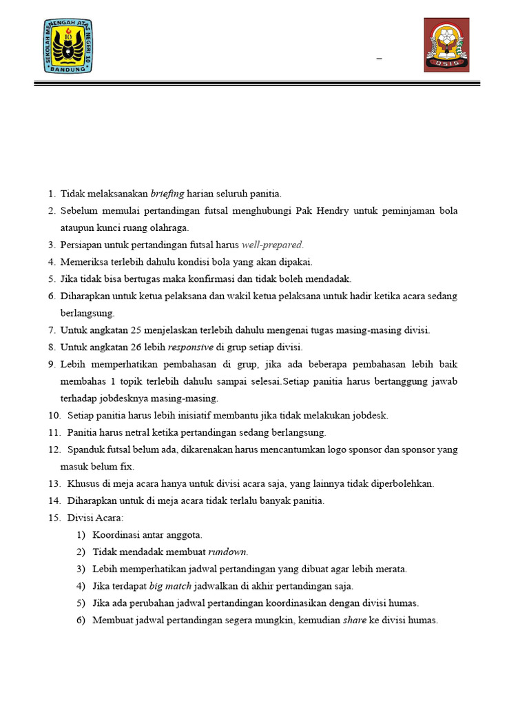 Notulensi Evaluasi Ketiga Futsal X PANSI, 18 Oktober 2024 | PDF ...