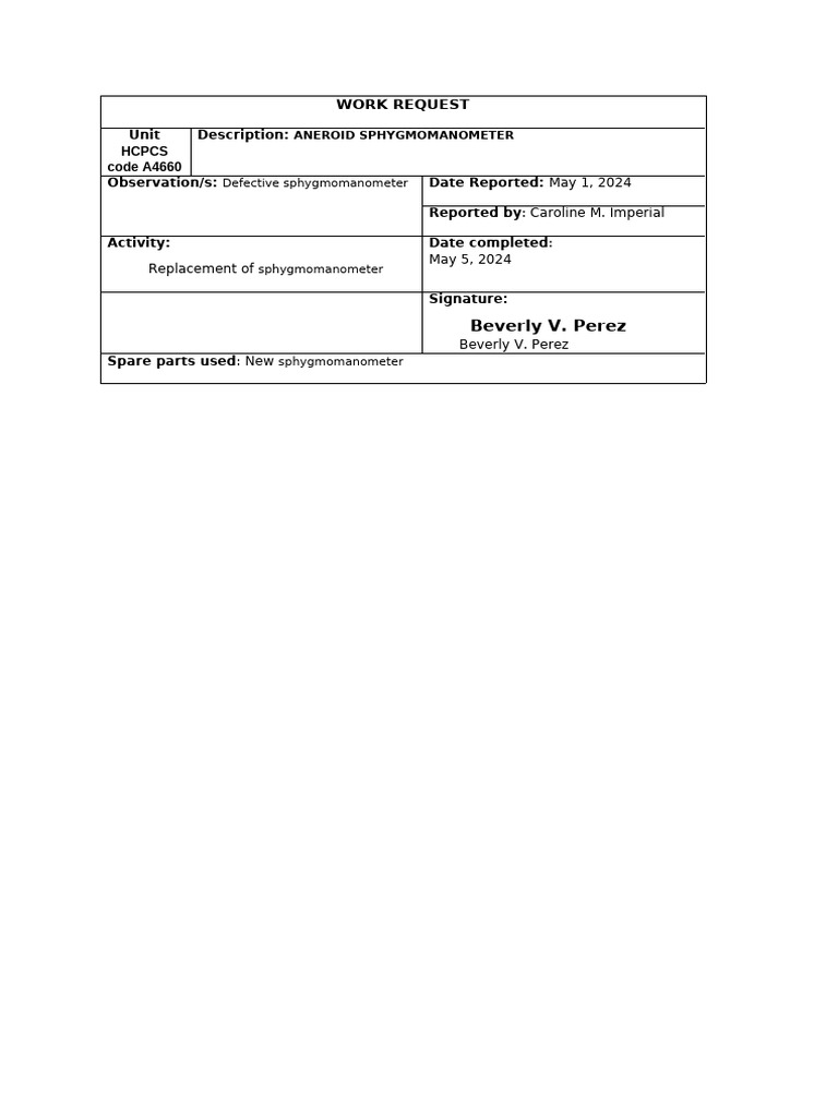 Imperial - Task 2.3-1 Work Request | PDF