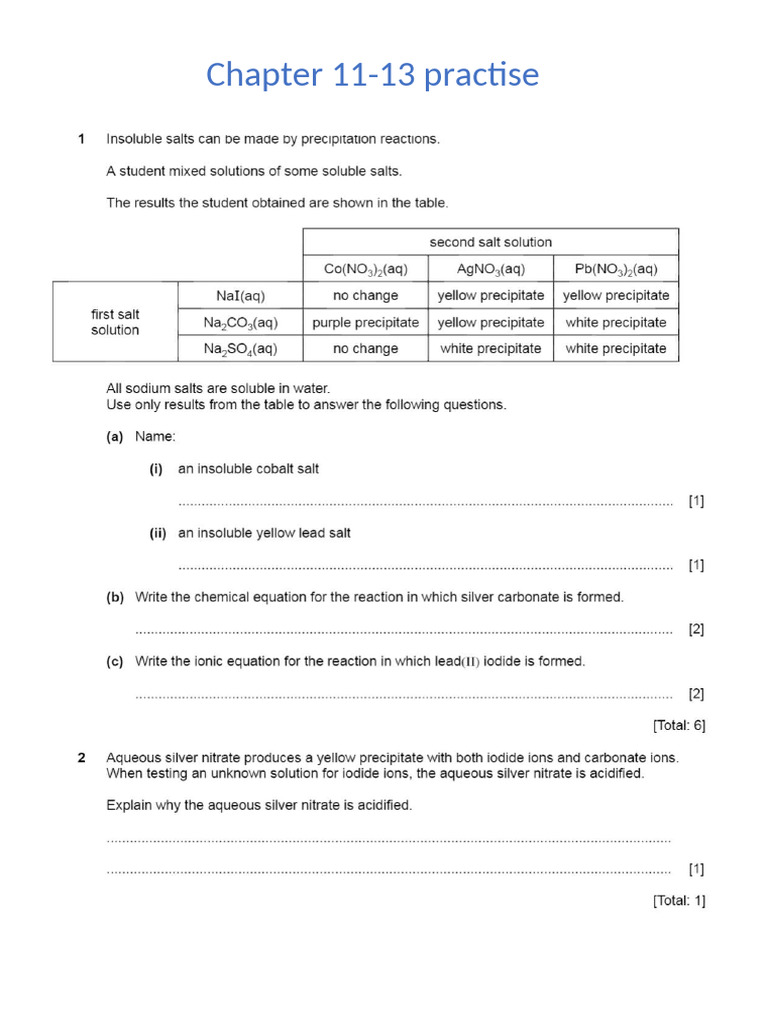 Ch11-13 Practise | PDF
