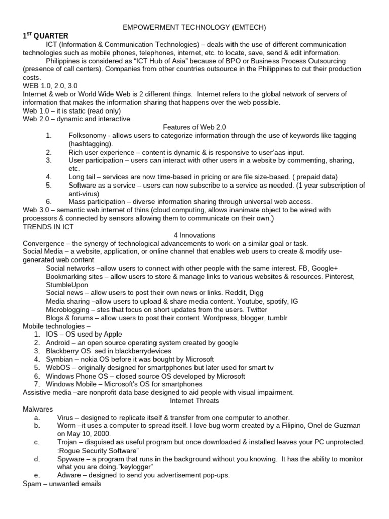 EMTECH HANDOUTS Complete | PDF | World Wide Web | Internet & Web