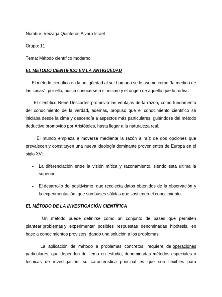 Método Científico Moderno | PDF | Método científico | Razón