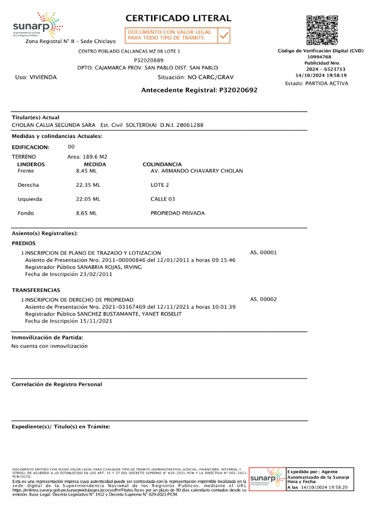 Copia Literal Cholan Calua Segunda Sara | PDF