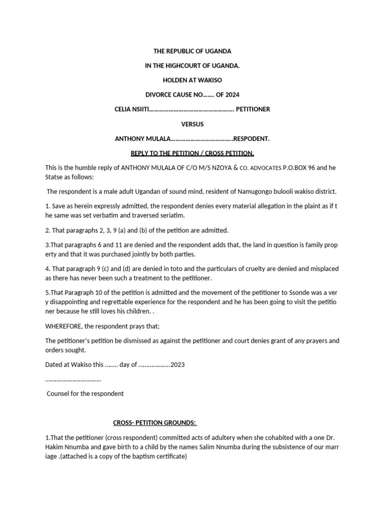 Reply and Cross Petition | PDF | Social Institutions | Justice