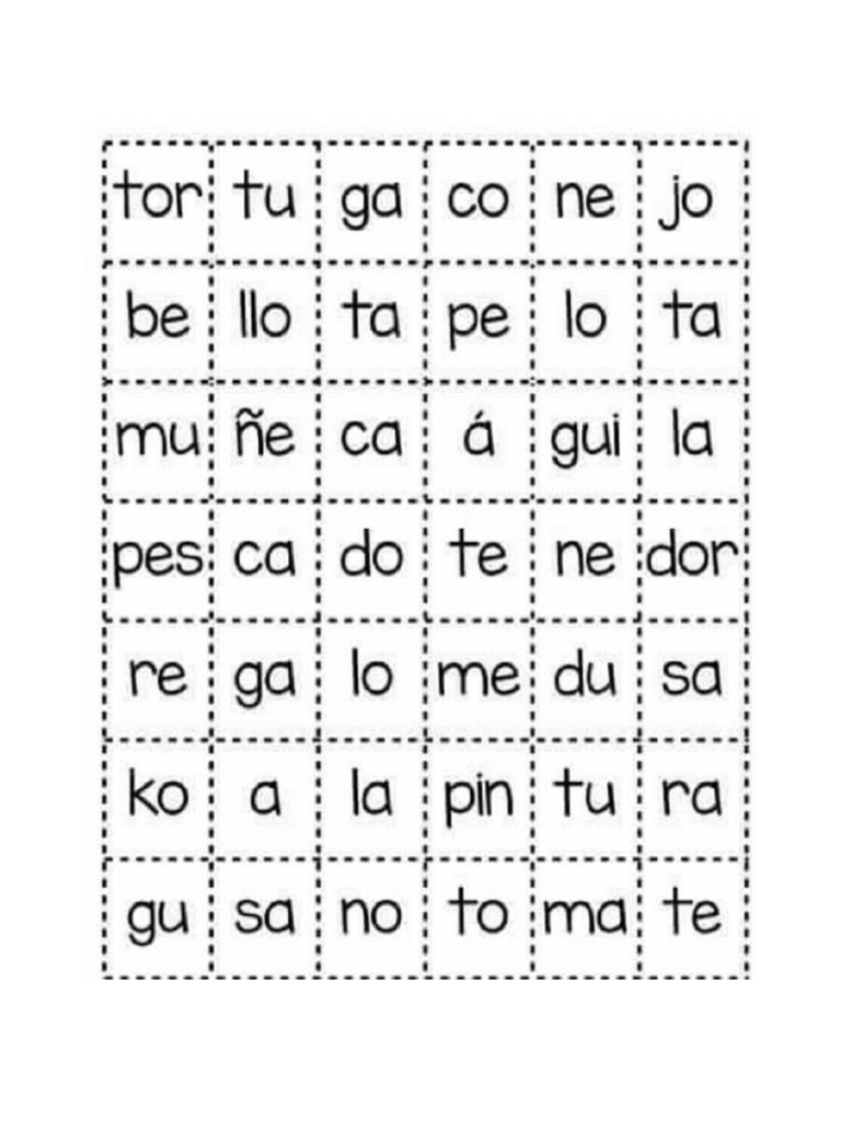 Silabas para Recortar | PDF