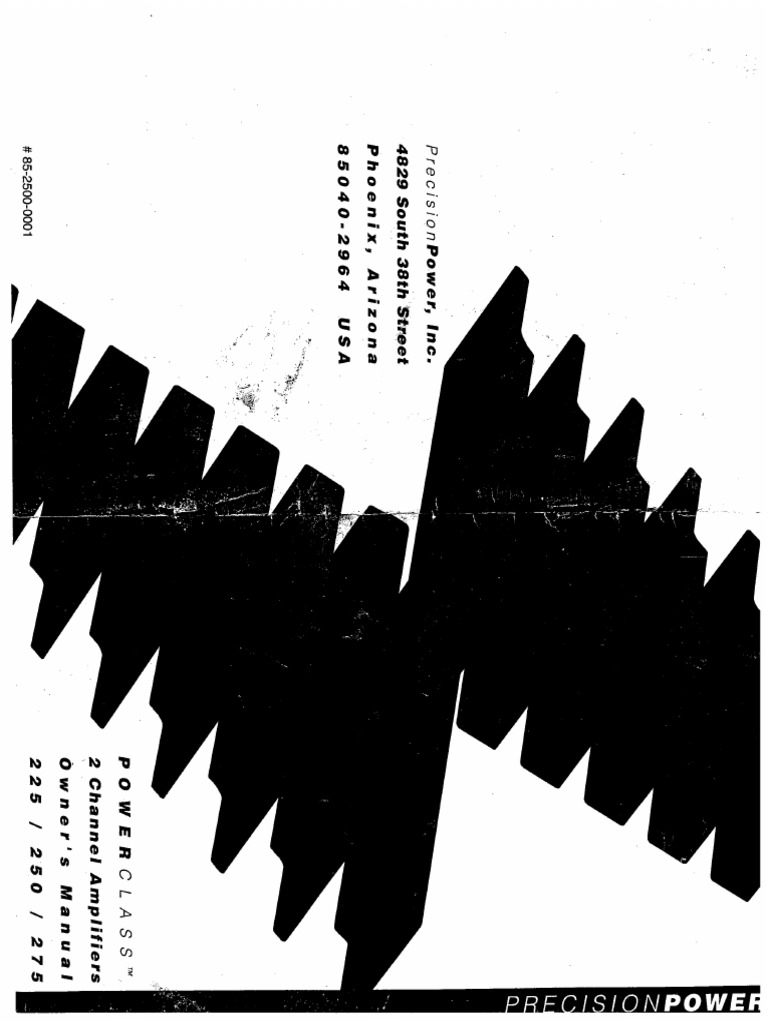 Precision - Power - PC Series 225, 250 & 275 Amplifiers | PDF