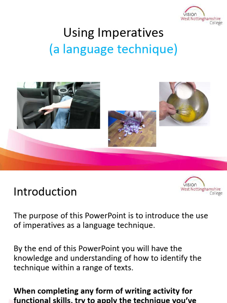 Using Imperatives Presentation | PDF | Adjective | Verb