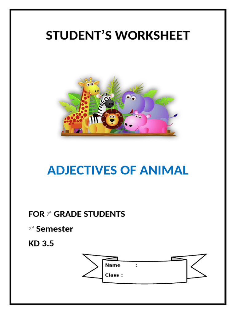 Worksheet - Meeting 4 - Adjectives of Animal | PDF