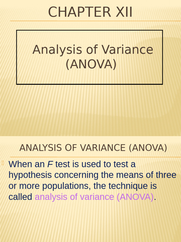 CHAPTER XII Analysis of Variance | PDF | Analysis Of Variance | F Test