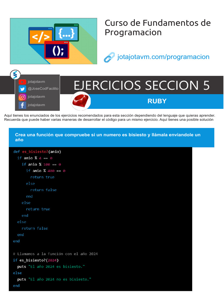 Seccion5 - Ruby | PDF | Lenguaje de programación | Ruby (lenguaje de ...