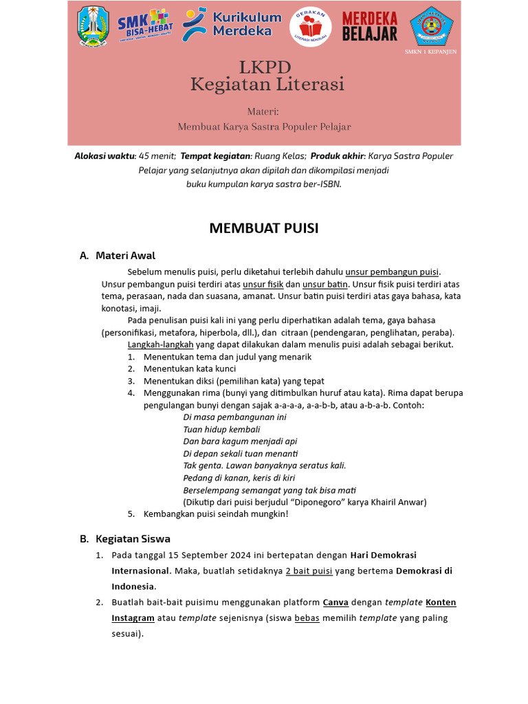 LKPD - Membuat Puisi | PDF