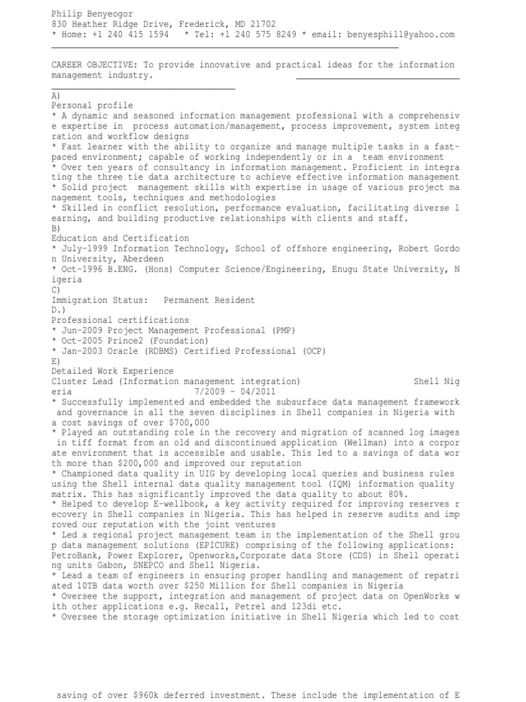 Data Management Consultant | PDF | Oracle Database | Databases