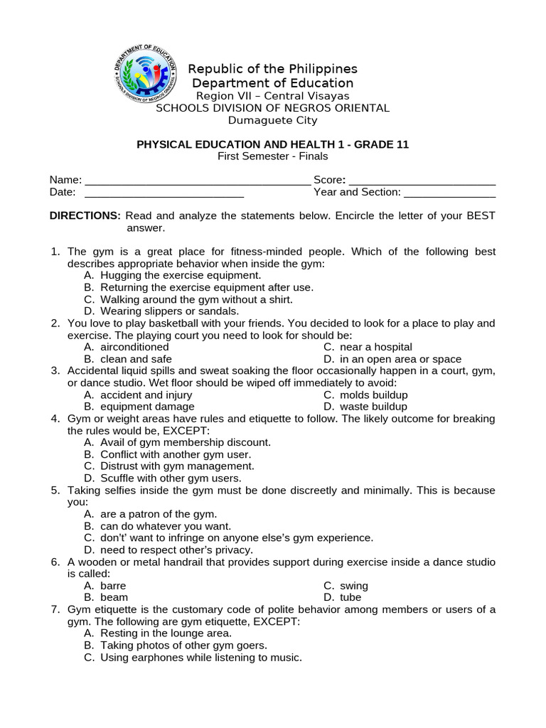 Grade 11 Pe and Health - Quarter 2 Assessment | PDF | Personal Trainer | Physical Fitness