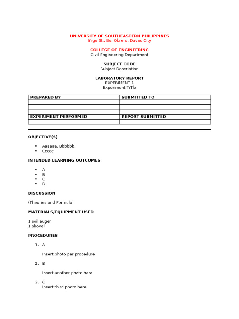 Laboratory Report Format | PDF