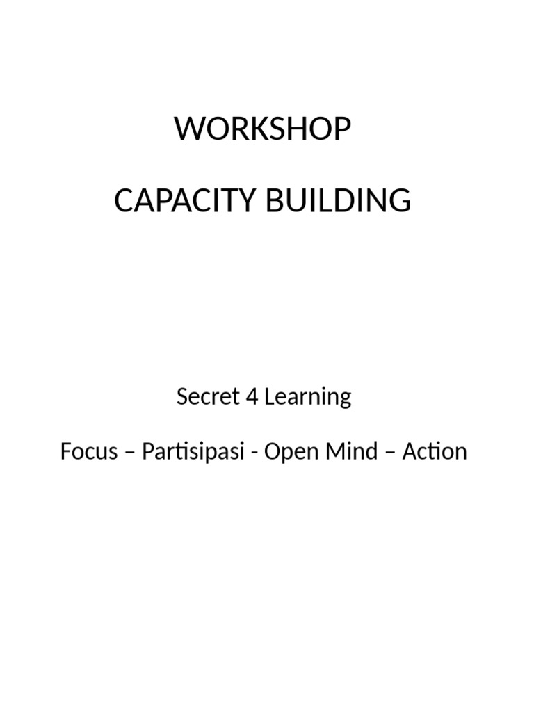 Workshop Capacity Building | PDF | Karier & Perkembangan | Pengembangan Diri