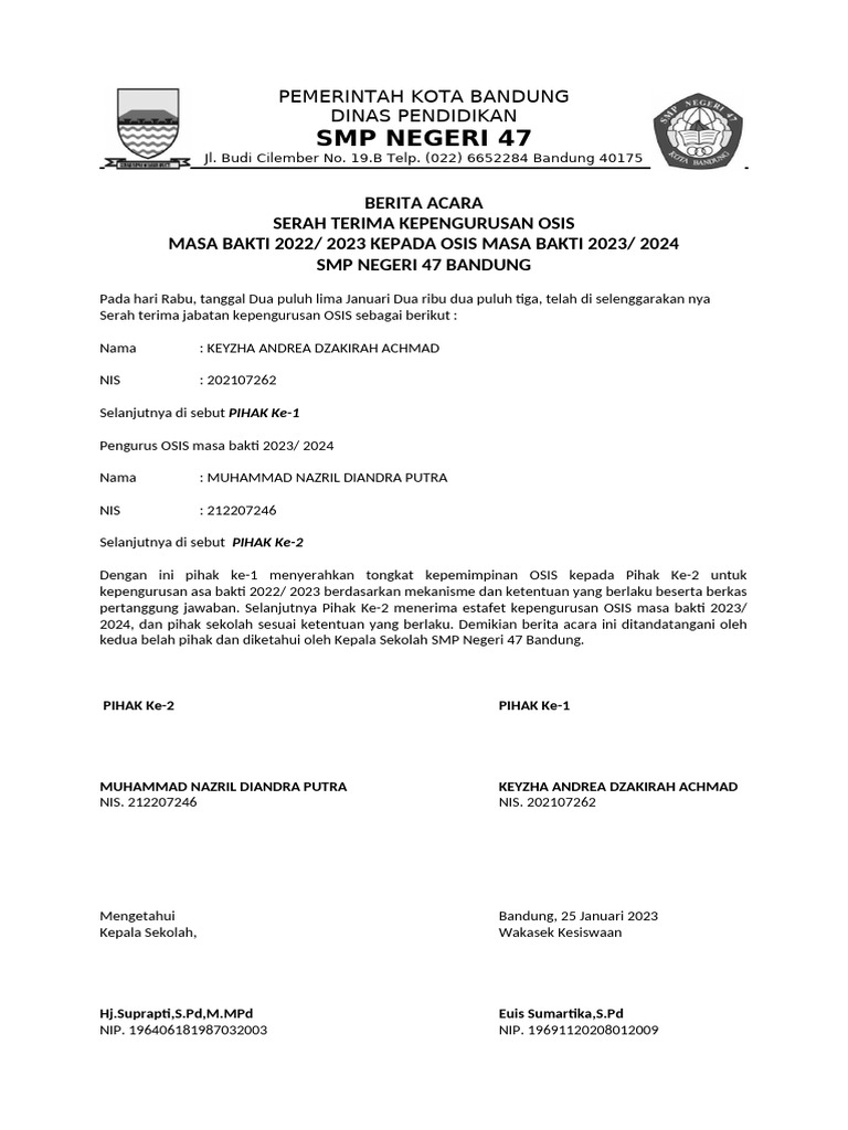Berita Acara Osis | PDF
