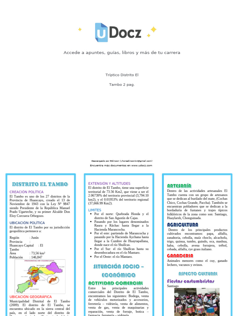 Triptico Distrito El 320991 Downloadable 7301070 | PDF | Oveja | Alimentos