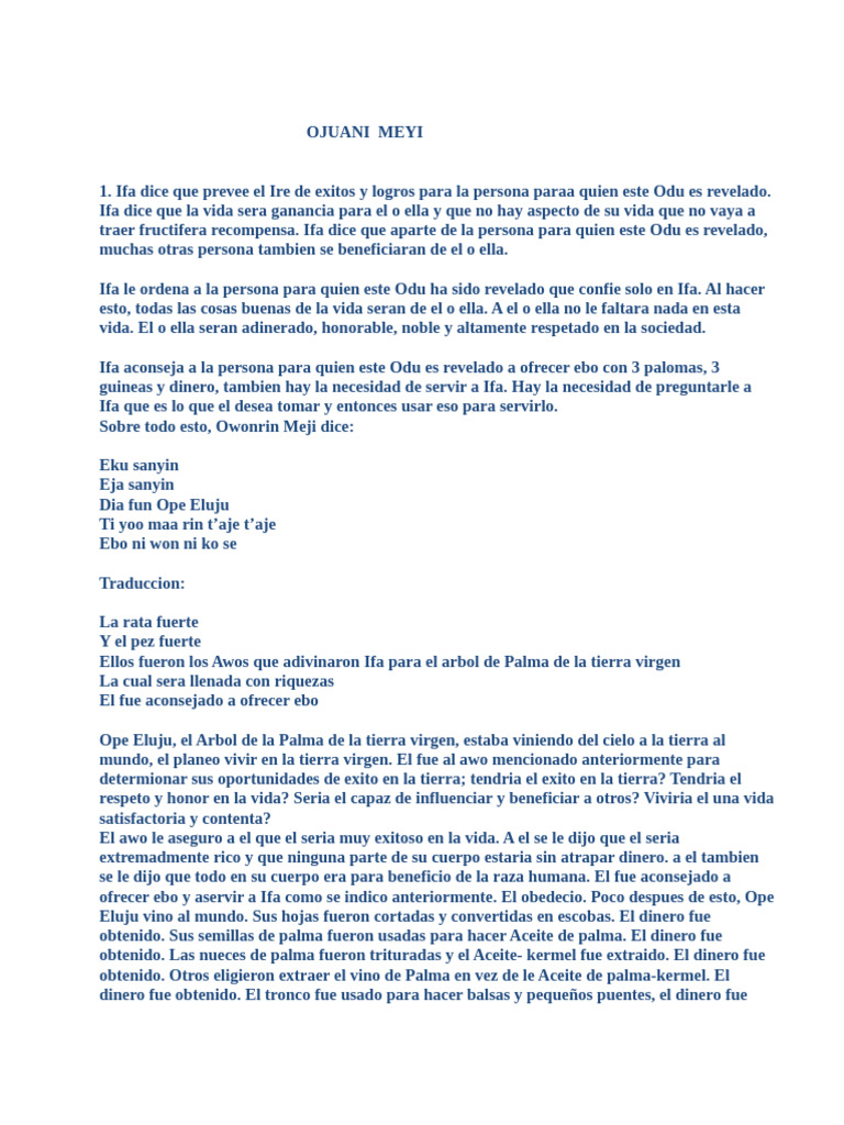 Ojuani Meyi | PDF | Pollo | Religión étnica