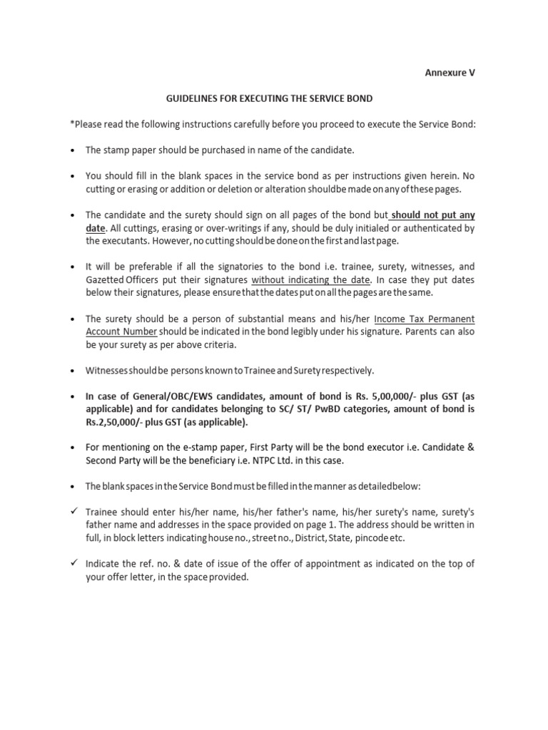 Annexure V - Bond Guidelines | PDF | Surety