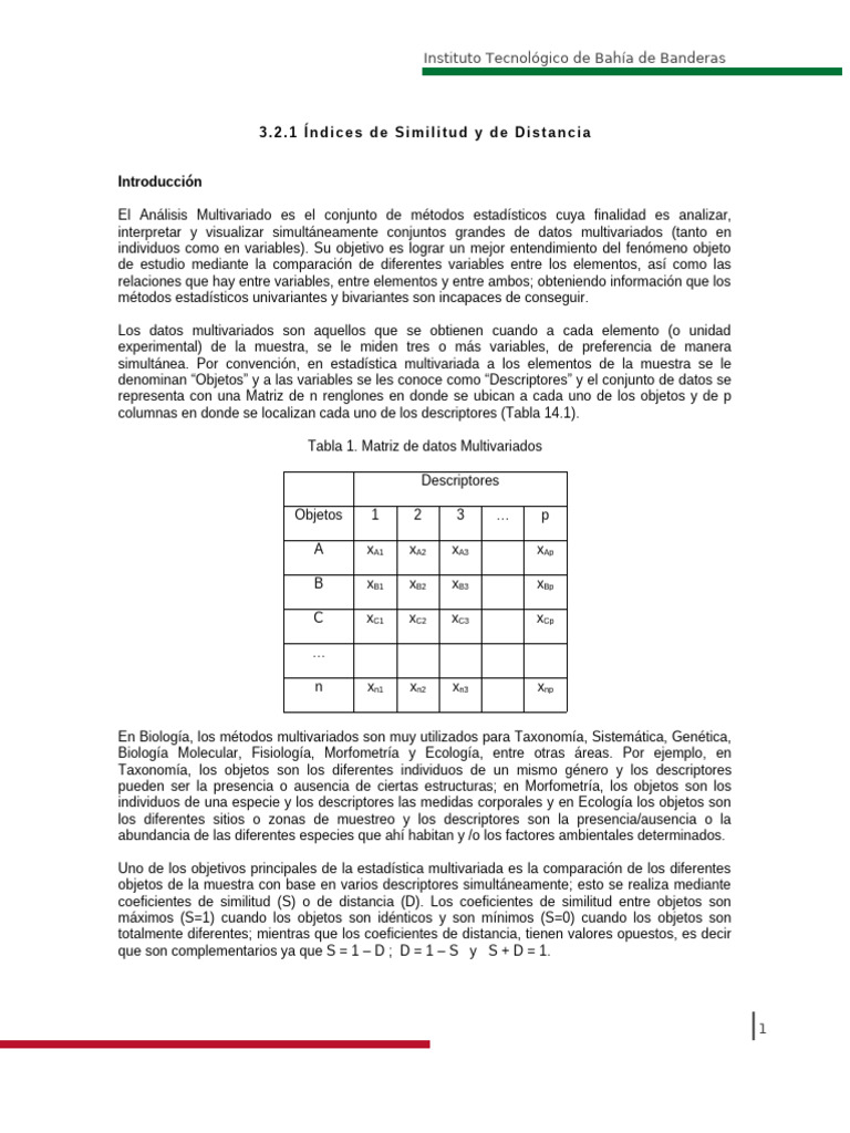 Inidces de Similitud | PDF | Matriz (Matemáticas) | Estadísticas