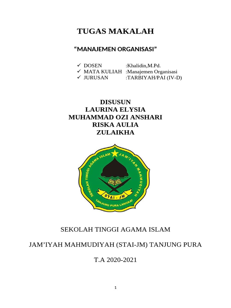 Makalah Manajemen Organisasi Pendidikan-1 | PDF