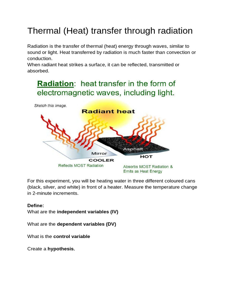 Thermal (Heat) Transfer Through Radiation | PDF